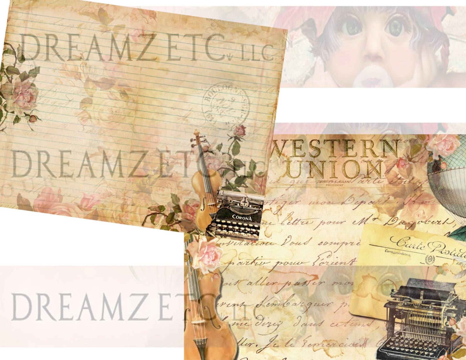 Digital Paper Journal Kit "vintage Love Story - Part 2" - Digital Paper ...