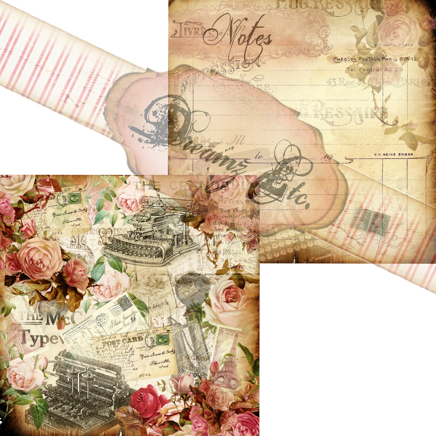 12 X 12 Digital Papers vintage Love Story Paper - Etsy