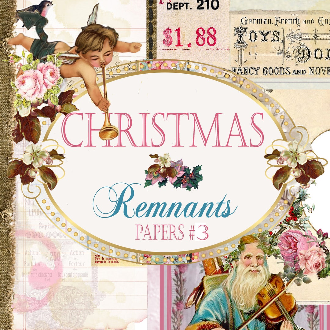 Digital Christmas Paper, Digital Journal Kit "christmas Remnants ...