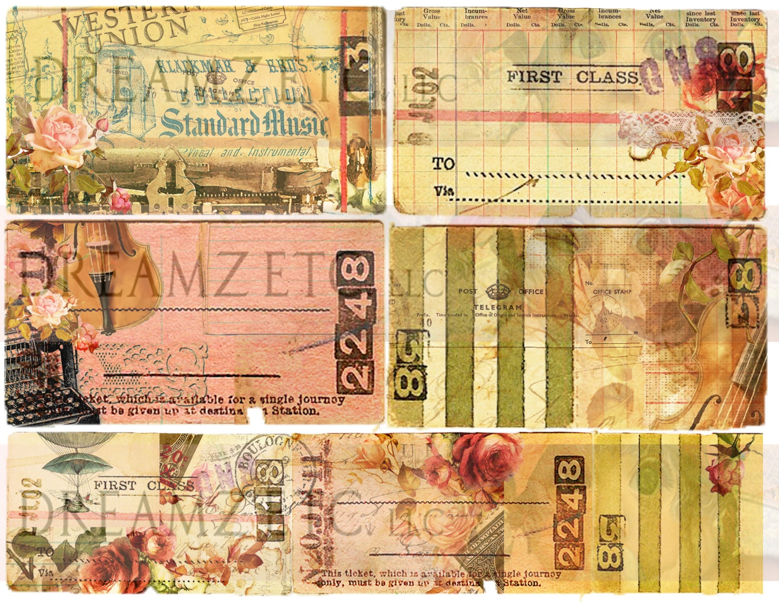 Digital Paper Journal Kit "vintage Love Story - Part 2" - Digital Paper ...