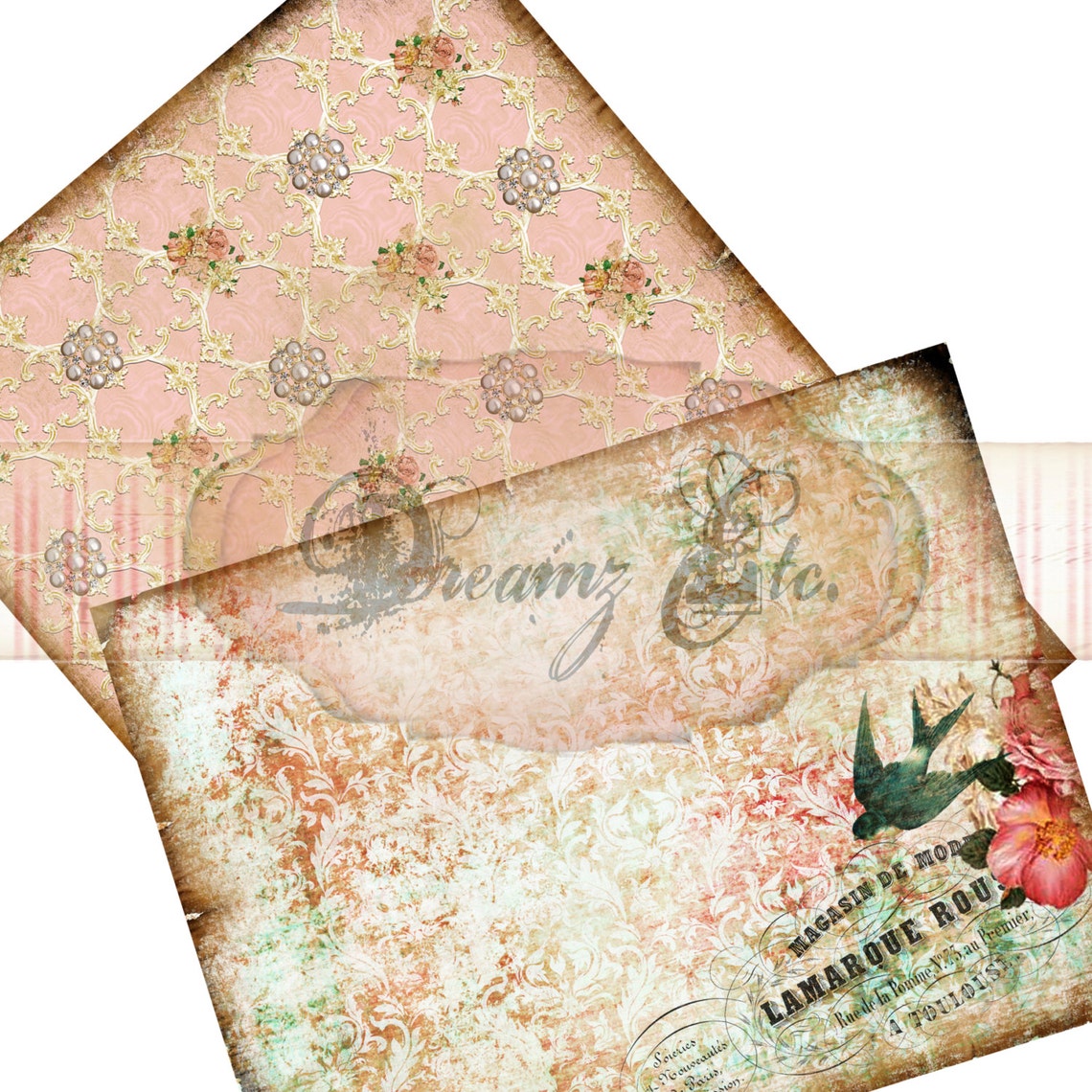 Digital Paper - Digital Kit "paris Rose" - Coordinates Pack 1, Great ...