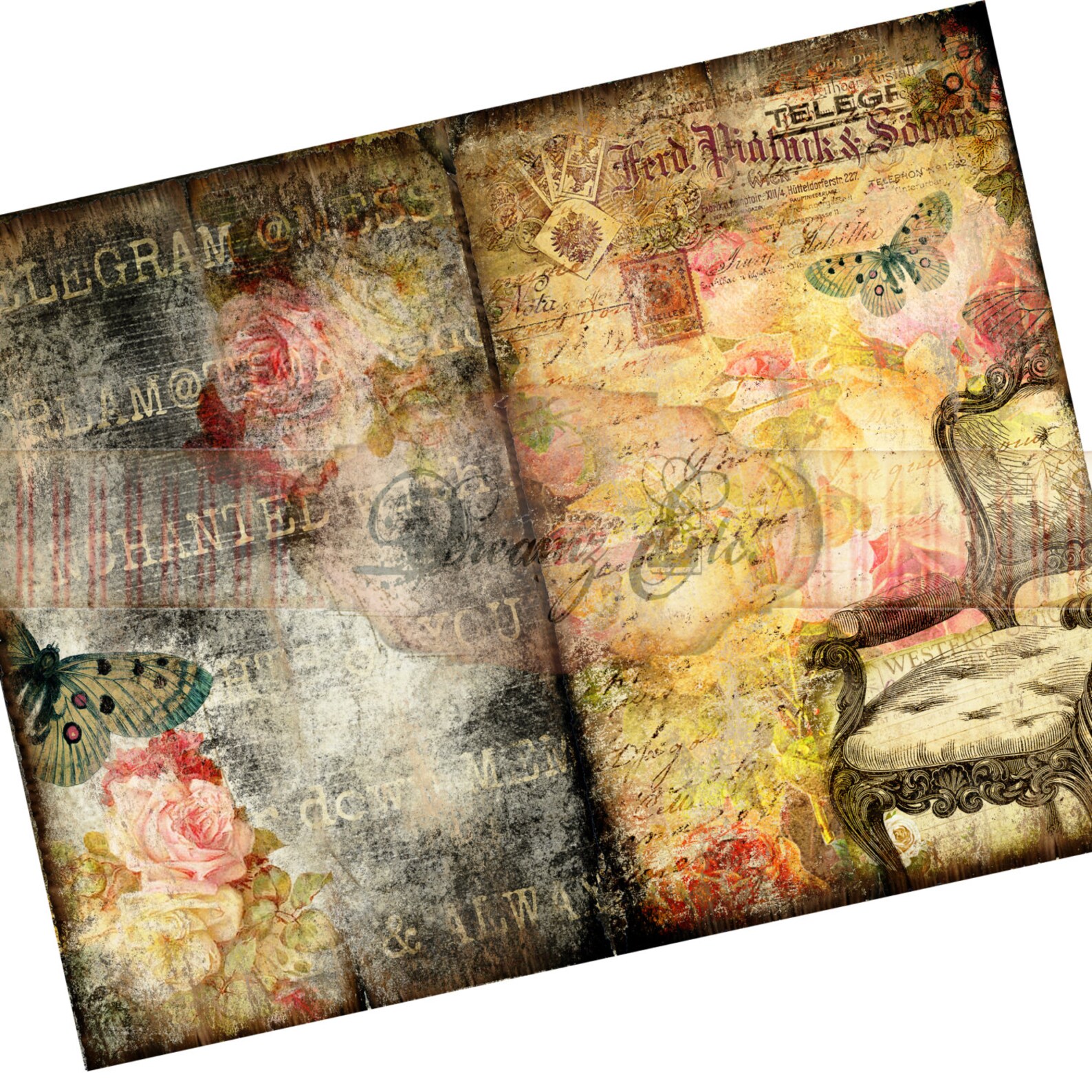 Digital Paper Journal/scrapbook Kit antique Collage - Etsy