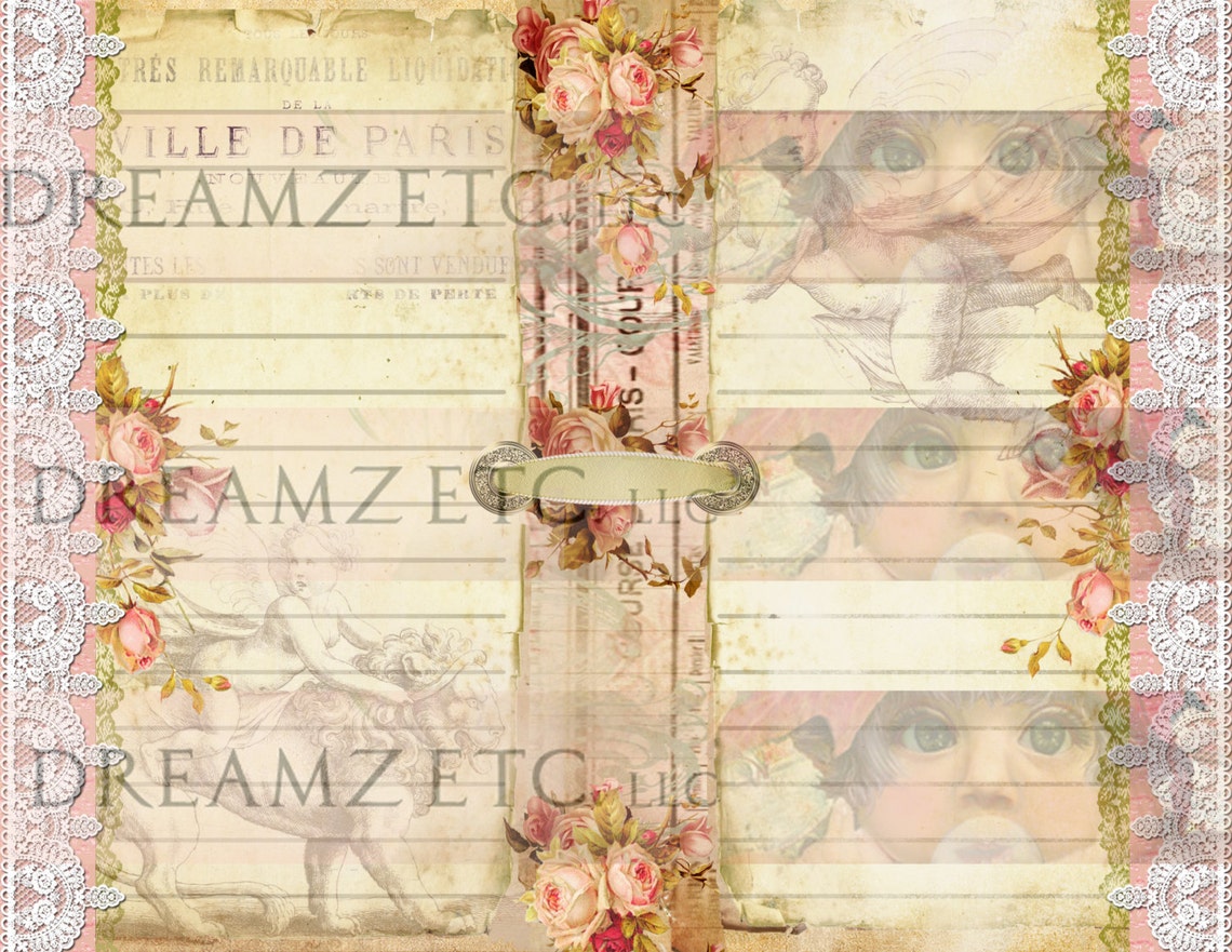 Digital Paper Vintage Themed Digital Lined Paper Collection - Etsy