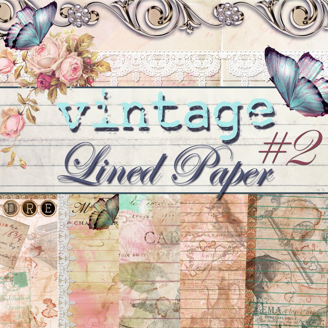 Vintage Themed Lined Paper Collection - PACK 2 - 5 Different Designs - Etsy