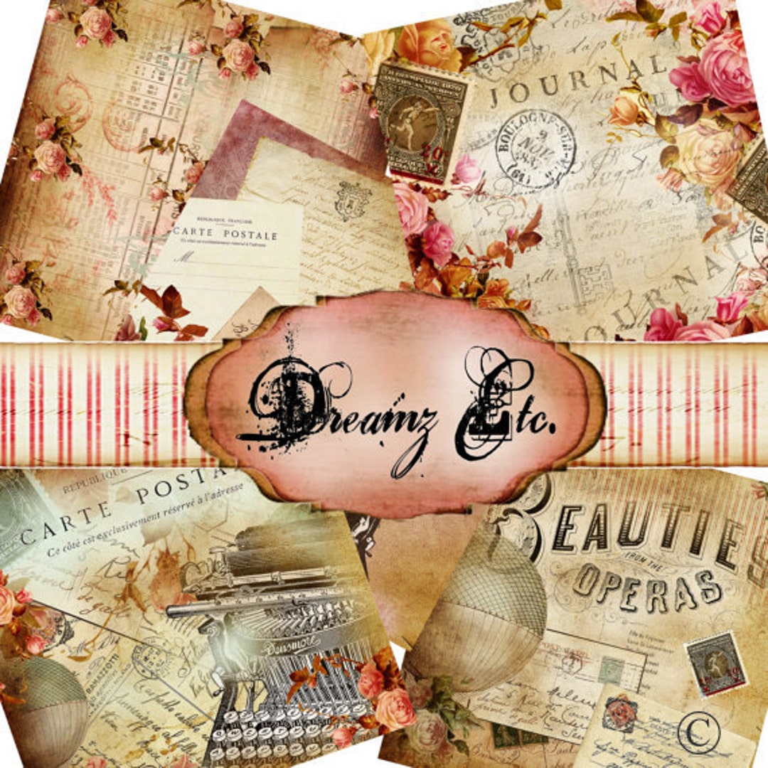 12 X 12 Digital Papers "vintage Love Story" - Paper Pack 1, Great for ...