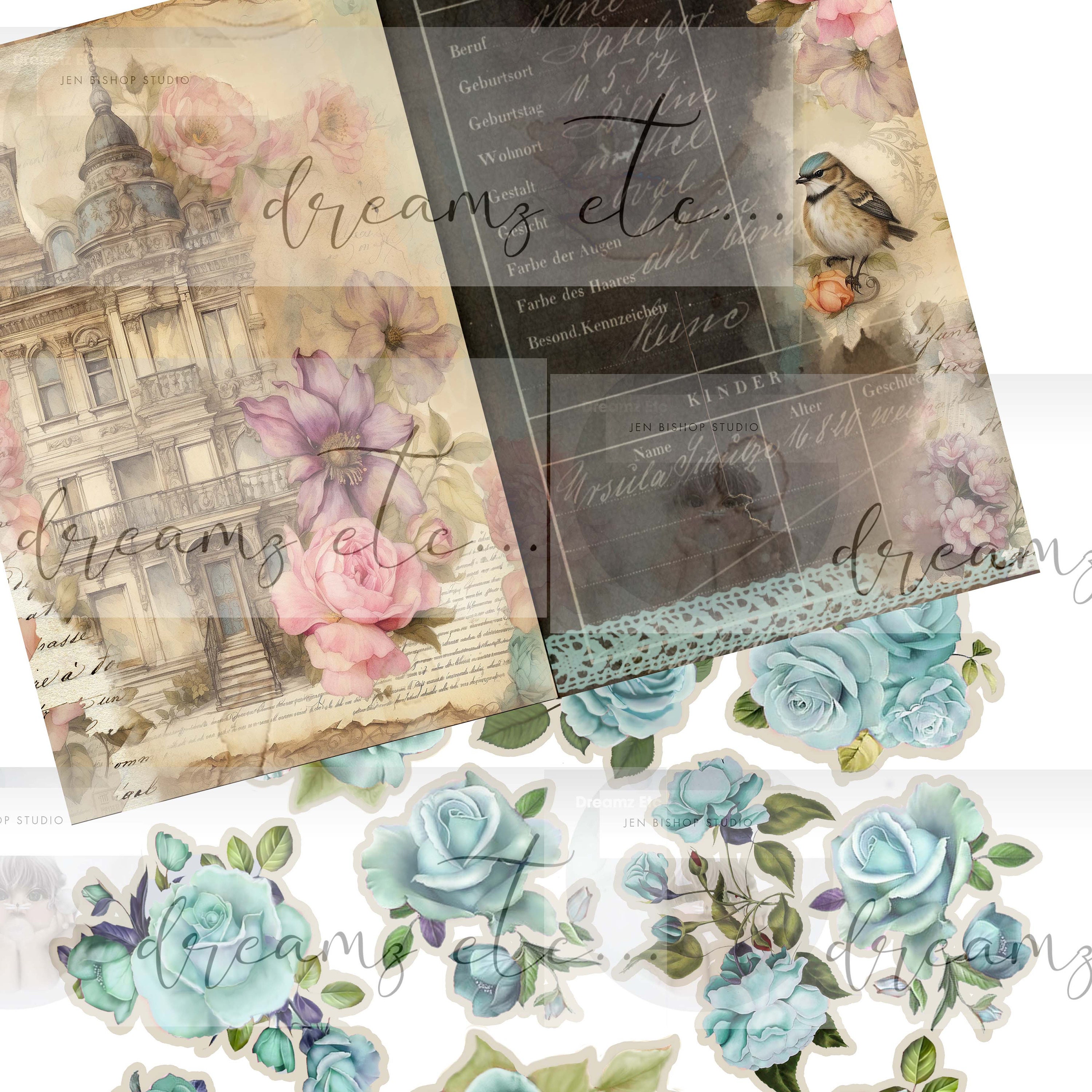 Digital Journal Kit, Scrapbooking, Card, Paper Kit - Manor House - Etsy