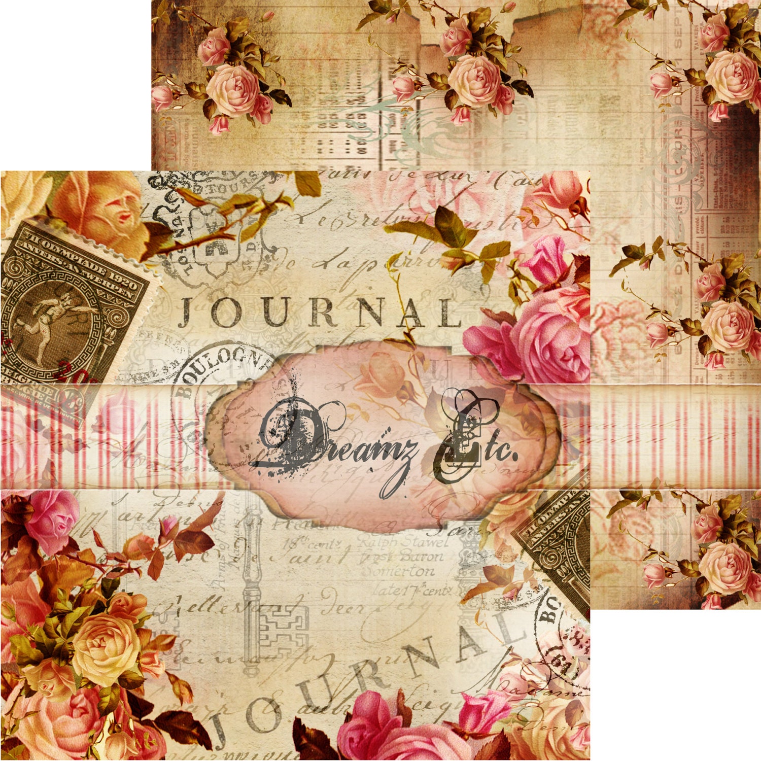 12 X 12 Digital Papers "vintage Love Story" - Paper Pack 1, Great for ...