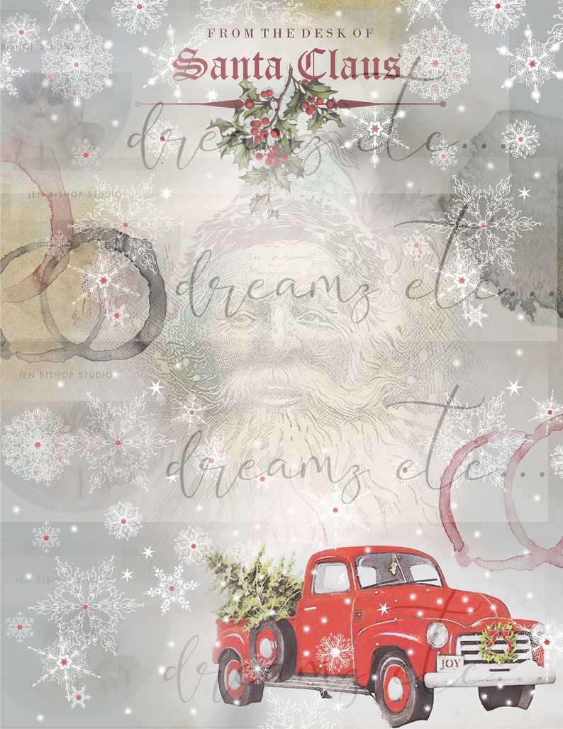 Christams Paper Digital Journal Kit "santa's Stationary" - Christmas ...