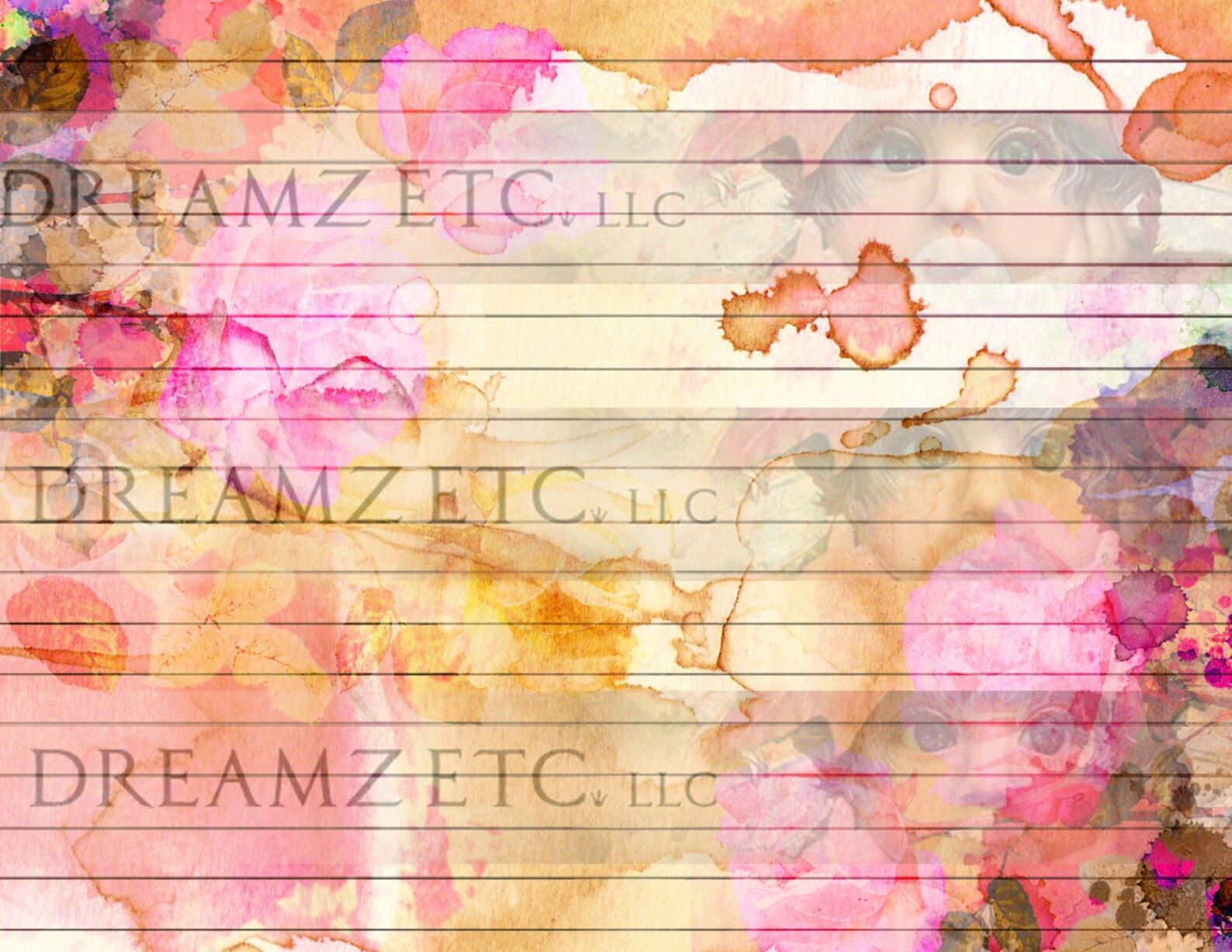 Digital Paper Digital Watercolor Lined Paper Collection | Etsy