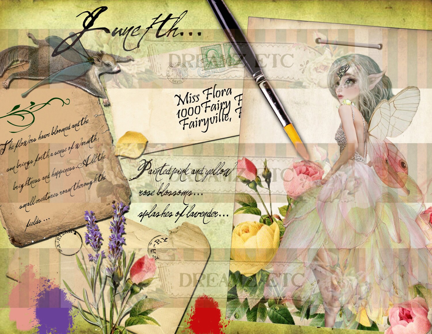 Digital Paper- Digital Fairy Art Illustrations "fairyland Field ...