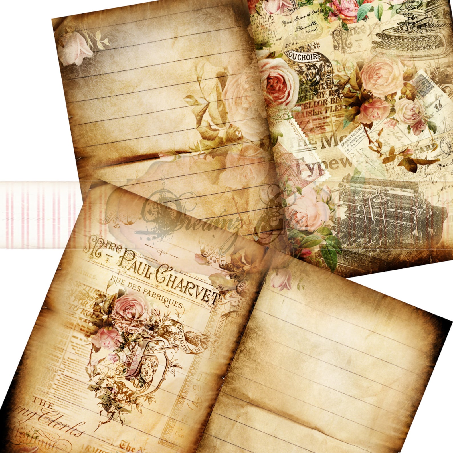 Digital Journal Kit vintage Love Story Kit Paper - Etsy