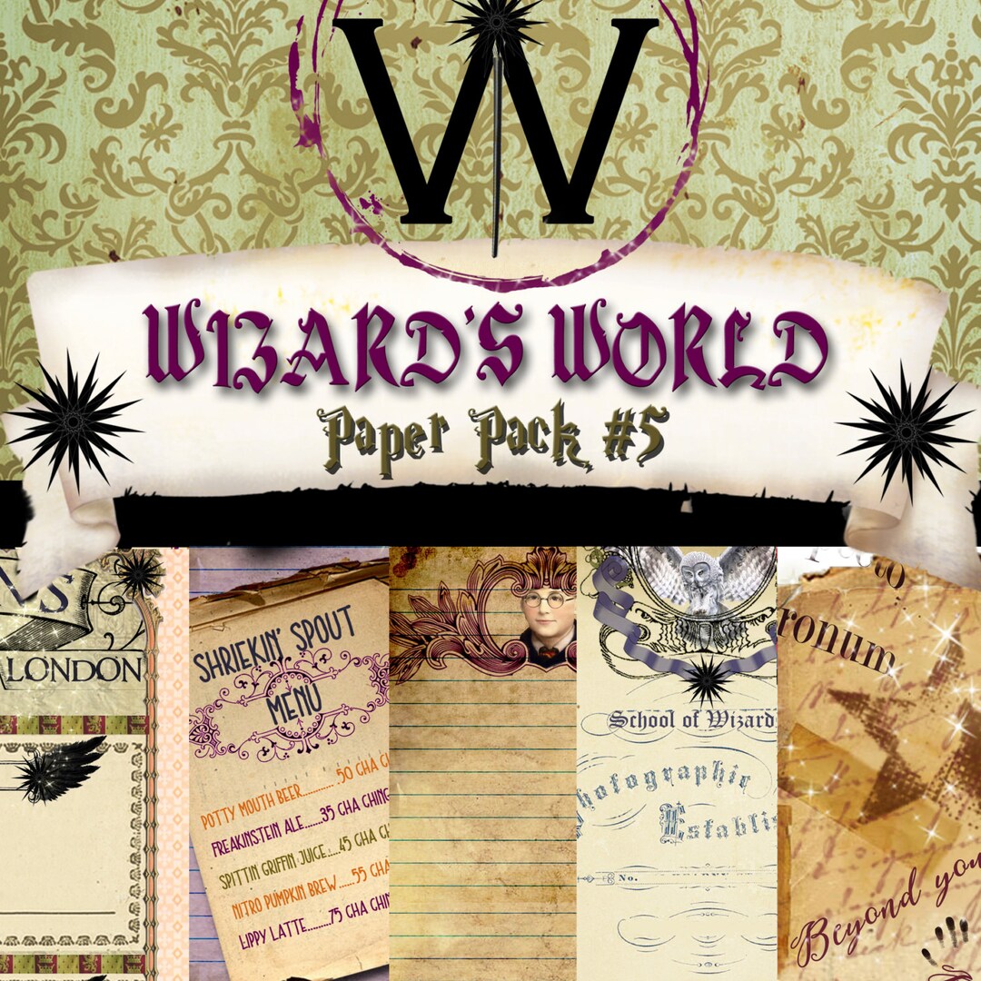 Digital Paper - Digital Illustrations "wizard's World" - Paper Pack 4 ...