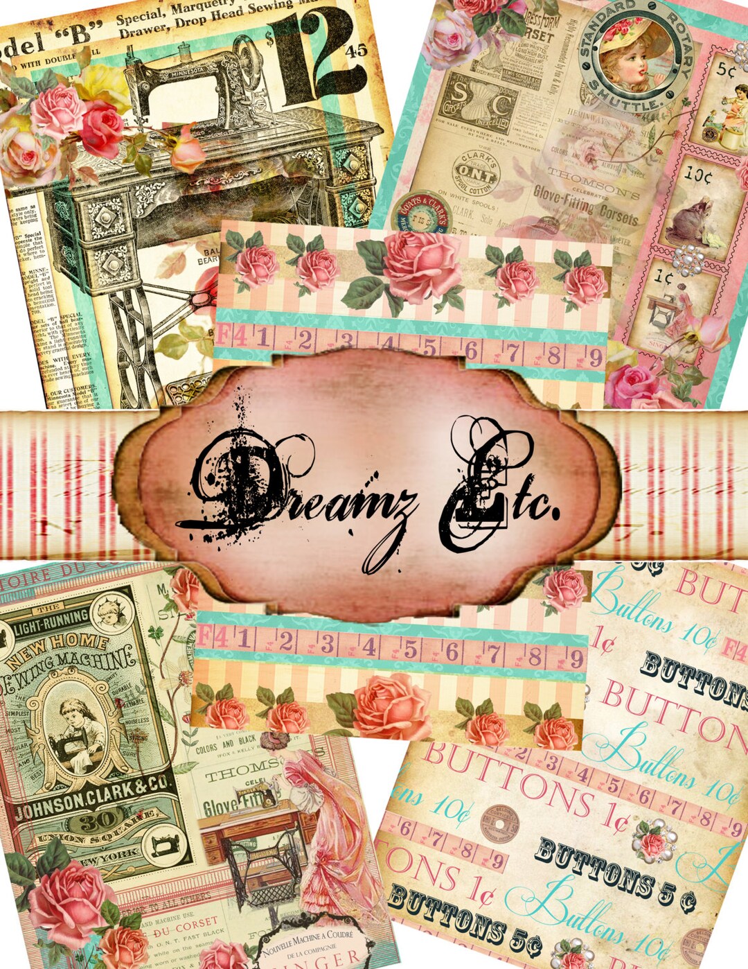 Digital Paper - Rose Garments - Pack 1 - Digital Journal Kit, Great for ...