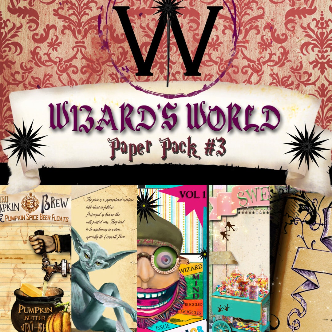Digital Paper - Digital Illustrations "wizard's World" - Paper Pack 3 ...