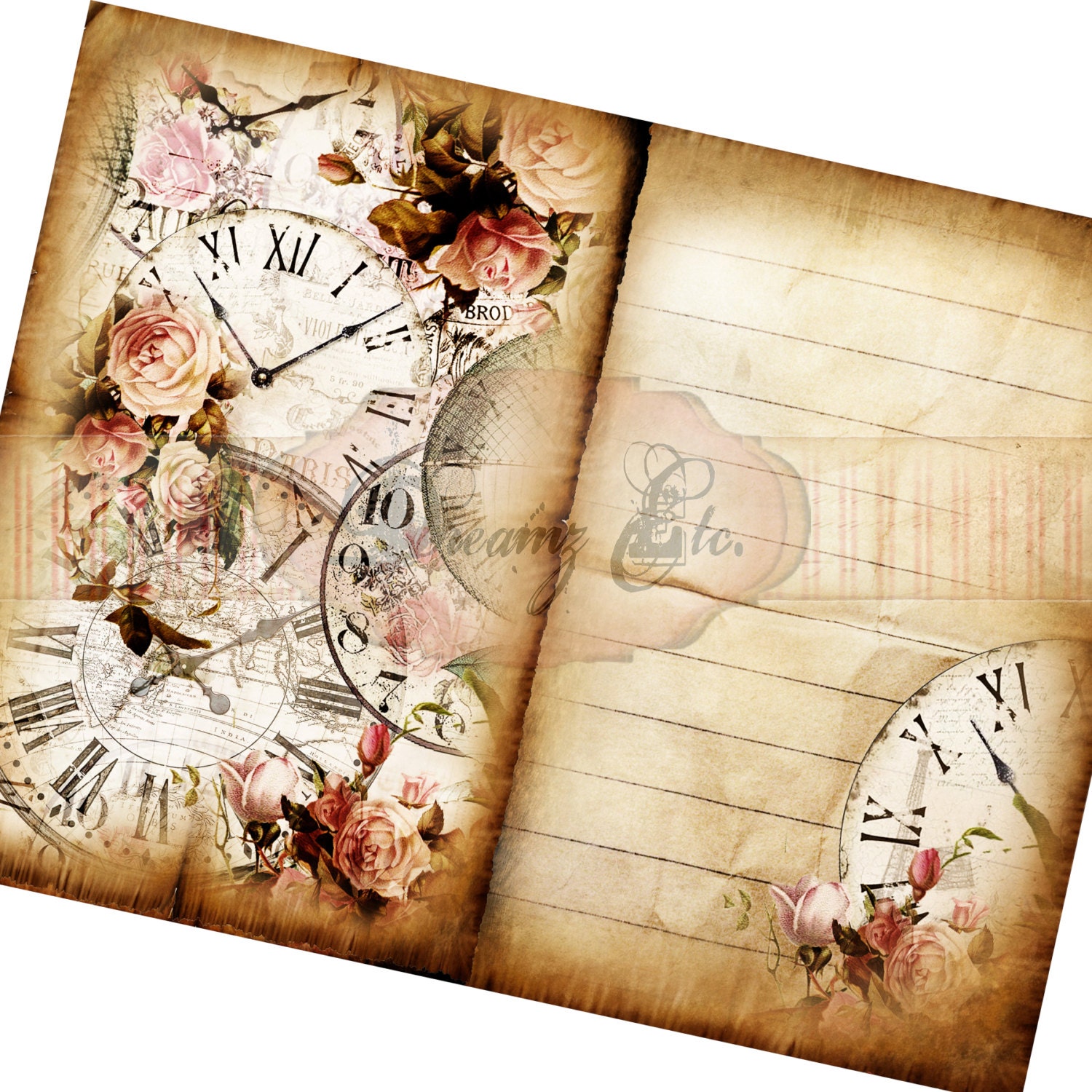 Digital Journal Kit vintage Love Story Kit Paper - Etsy