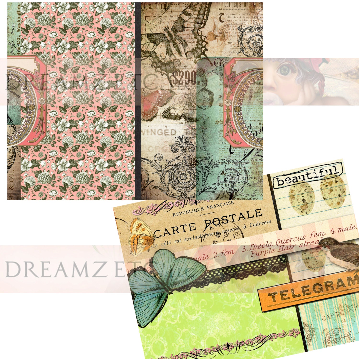 Digital Paper Digital Illustrations winged Elements | Etsy