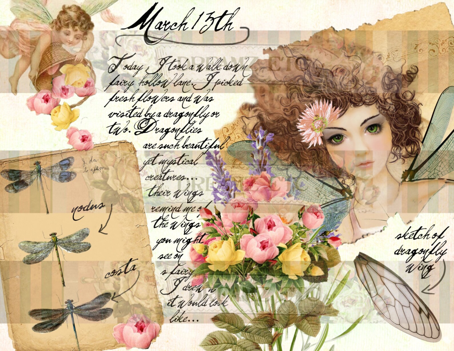 Digital Paper- Digital Fairy Art Illustrations "fairyland Field ...
