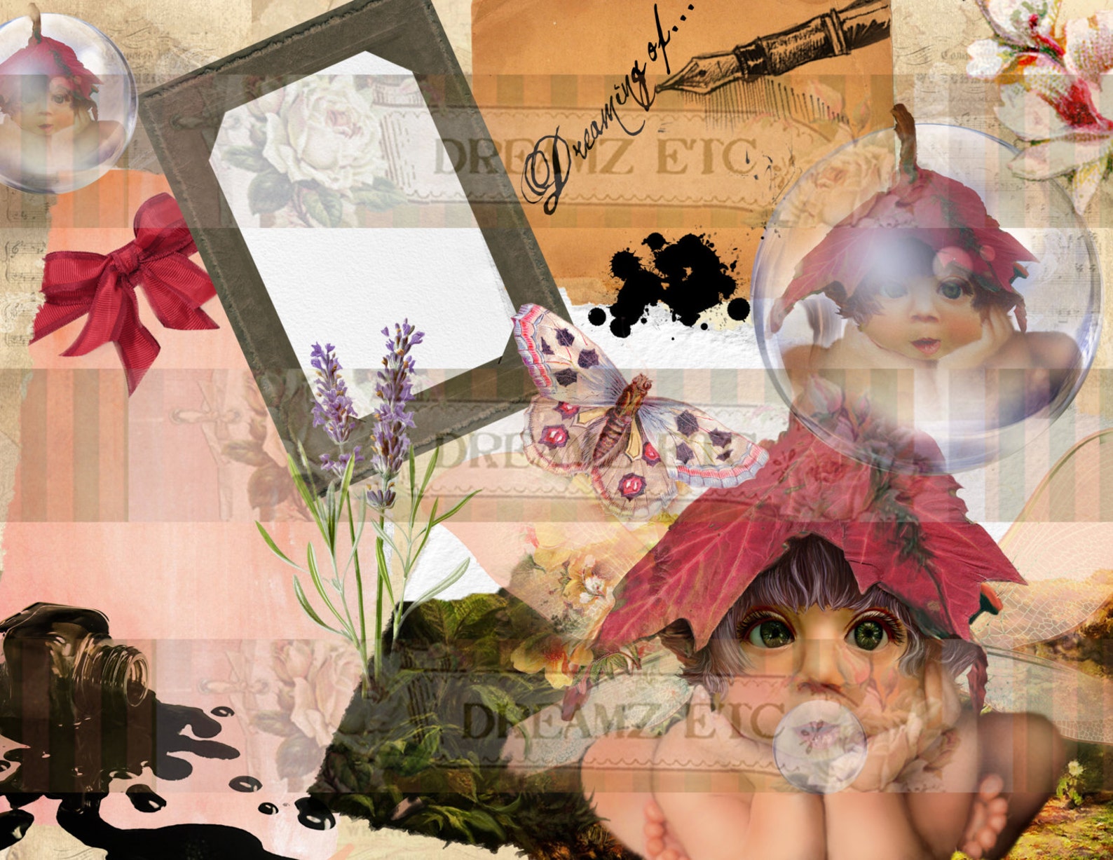 Digital Paper- Digital Fairy Art Illustrations "fairyland Field ...