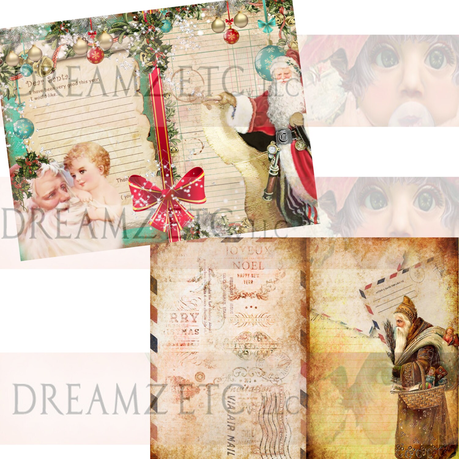 Christams Paper Digital Journal Kit "ole Saint Nick" - Christmas Paper ...