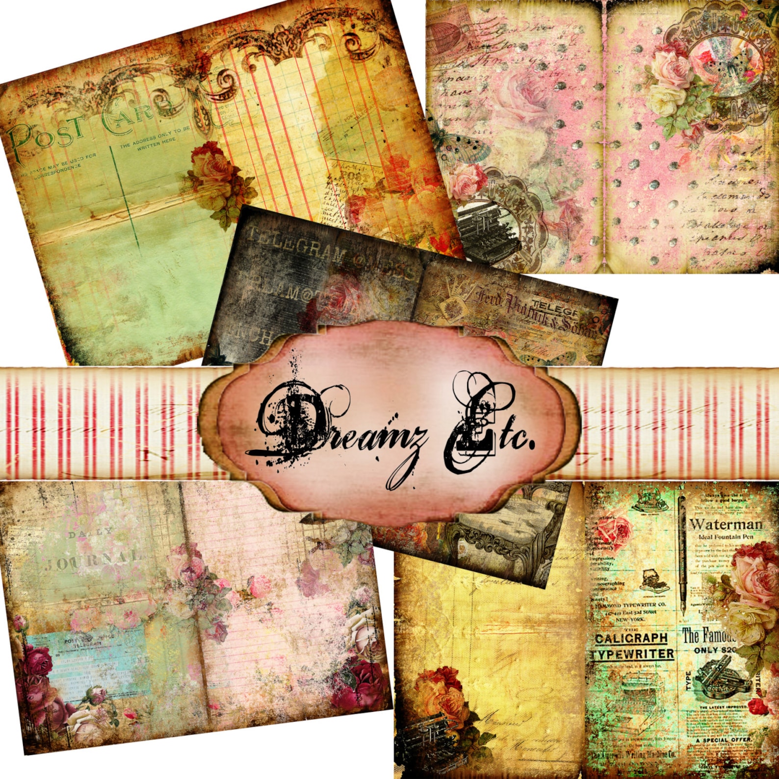 Digital Paper Journal/scrapbook Kit antique Collage - Etsy
