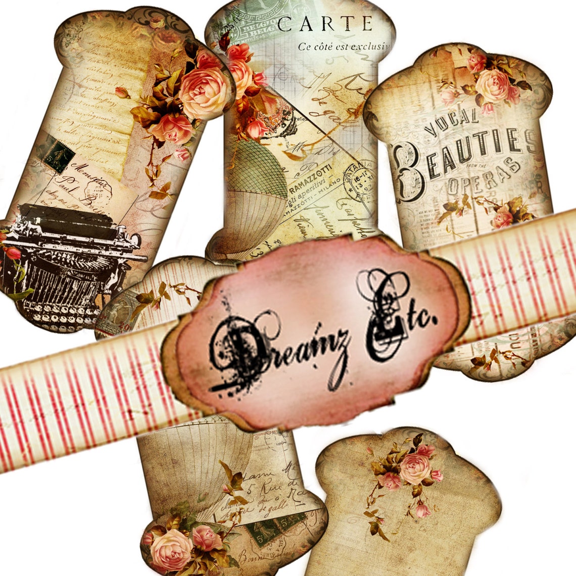 Digital vintage Love Story Tags Great for - Etsy