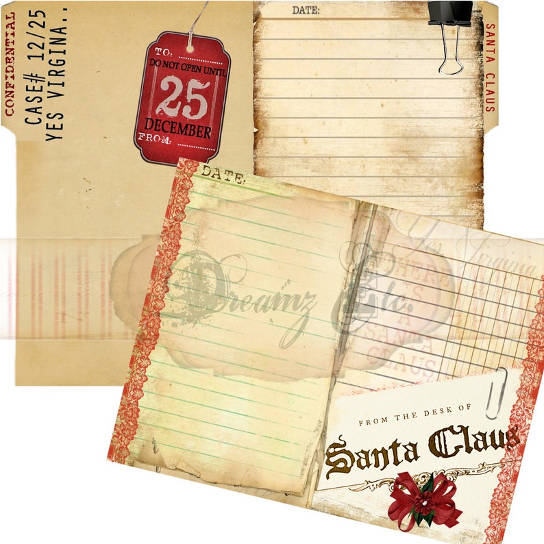 Digital Christmas Journal Papers Yes Virginia.. | Etsy