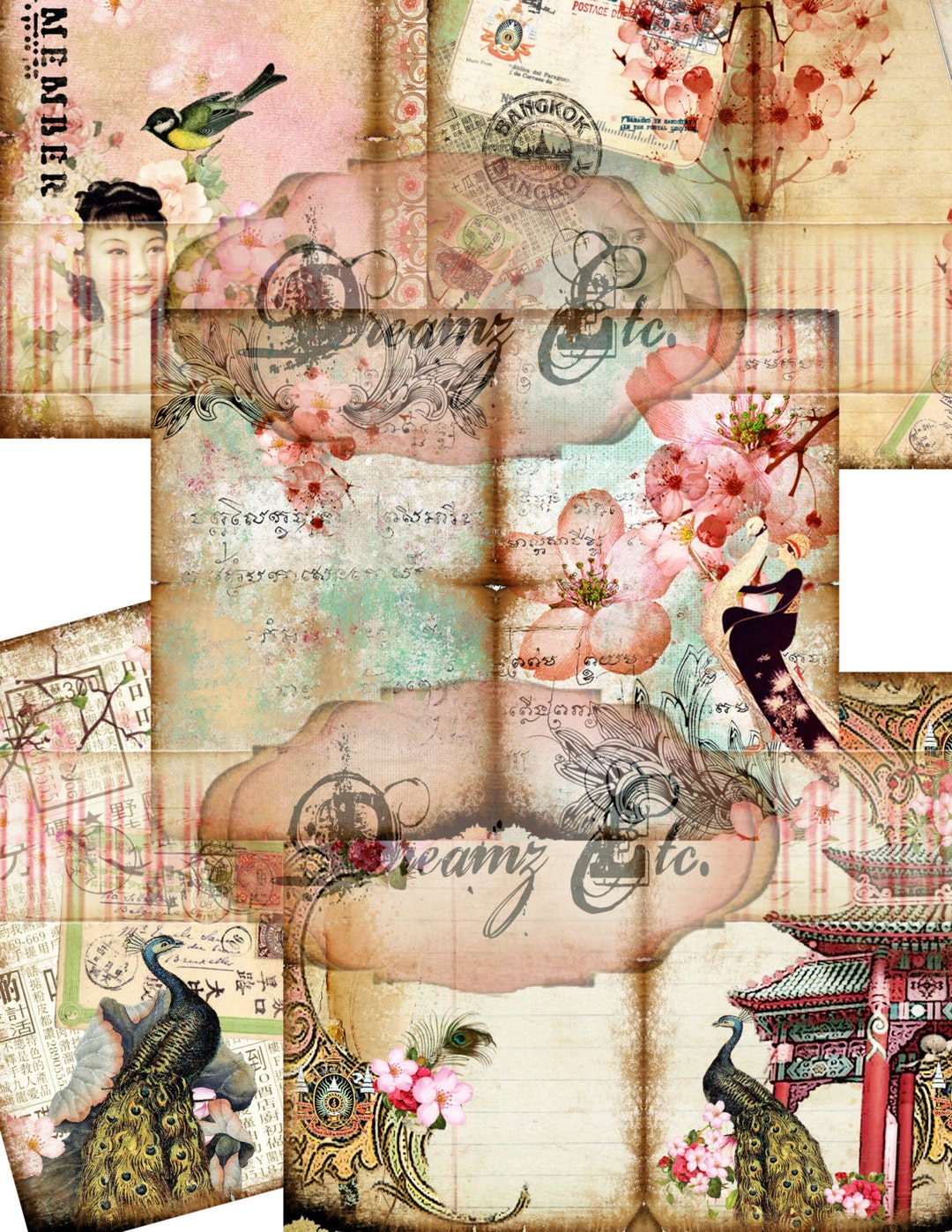 Digital Paper - Journal Kit "cherry Blossoms" - Kit 2, Great for ...