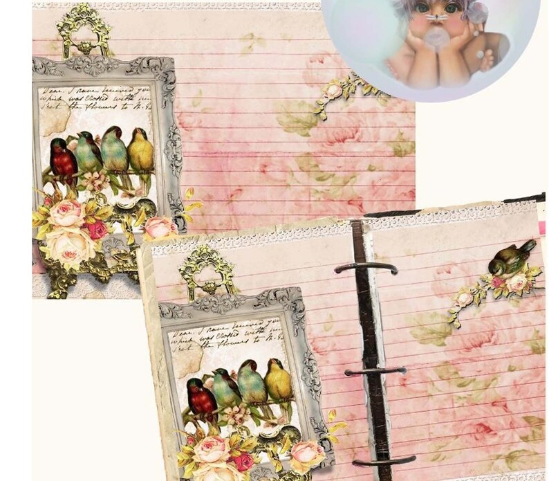 Digital Paper - Birds & Butterflies Digital Lined Paper Collection ...