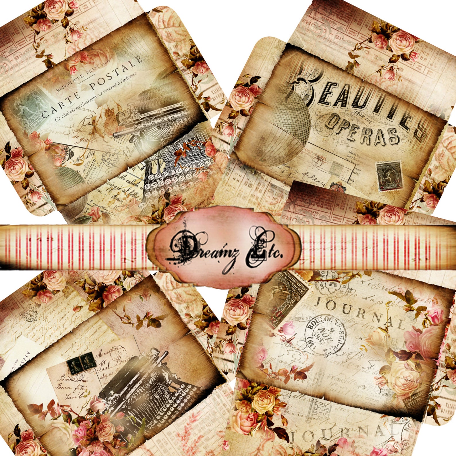 Digital Envelopes "vintage Love Story" - Envelopes - Etsy