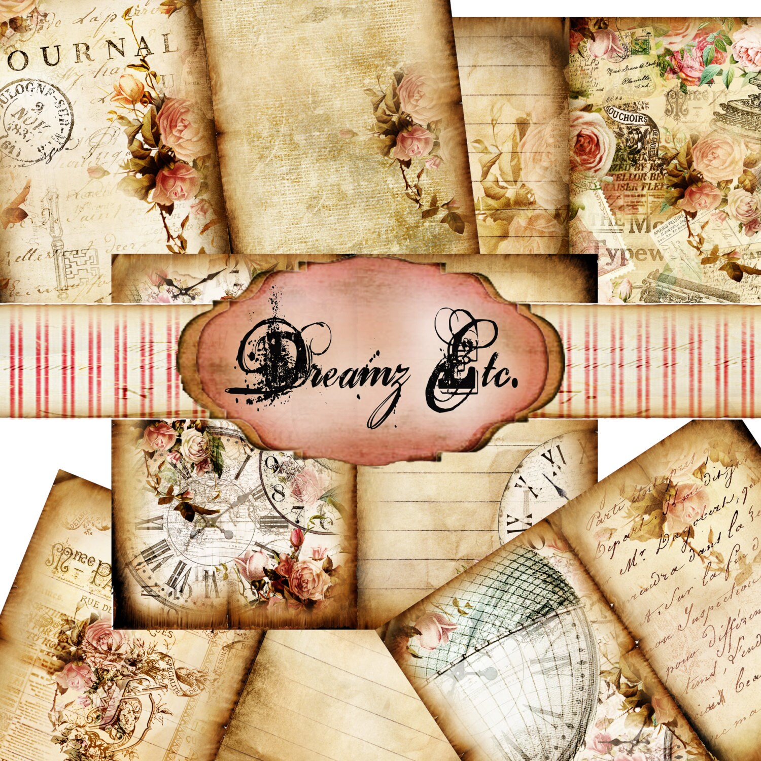 Digital Journal Kit vintage Love Story Kit Paper - Etsy