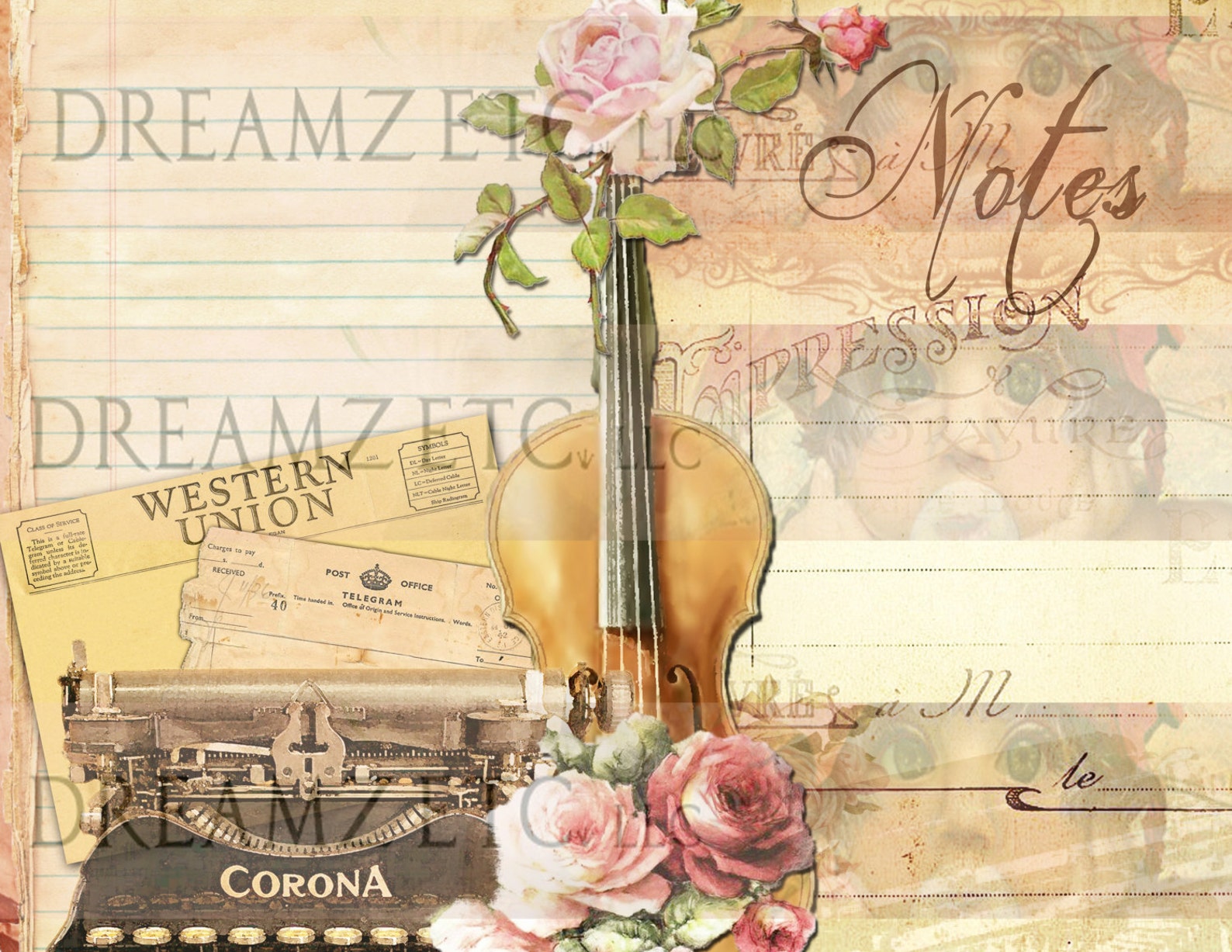 Digital Paper Journal Kit "vintage Love Story - Part 2" - Digital Paper ...