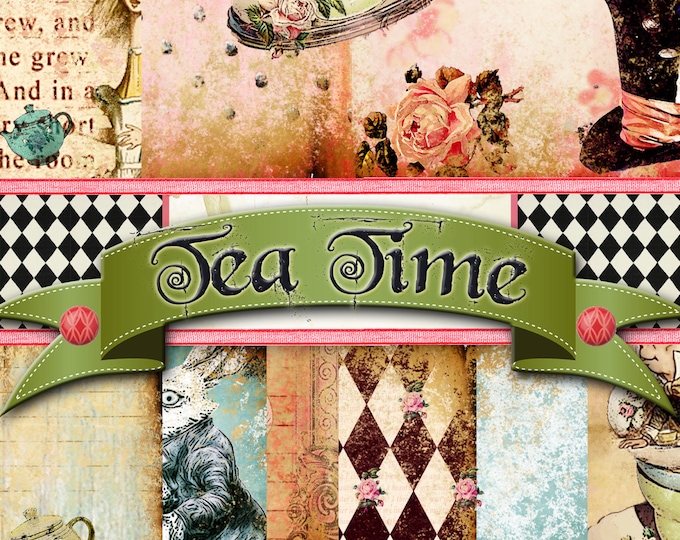 Digital Paper Digital Journal Kit tea Time Kit - Etsy