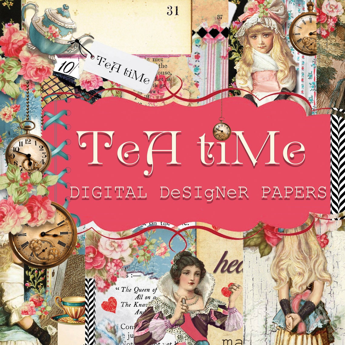 Digital Paper Digital Journal Kit tea Time PART | Etsy