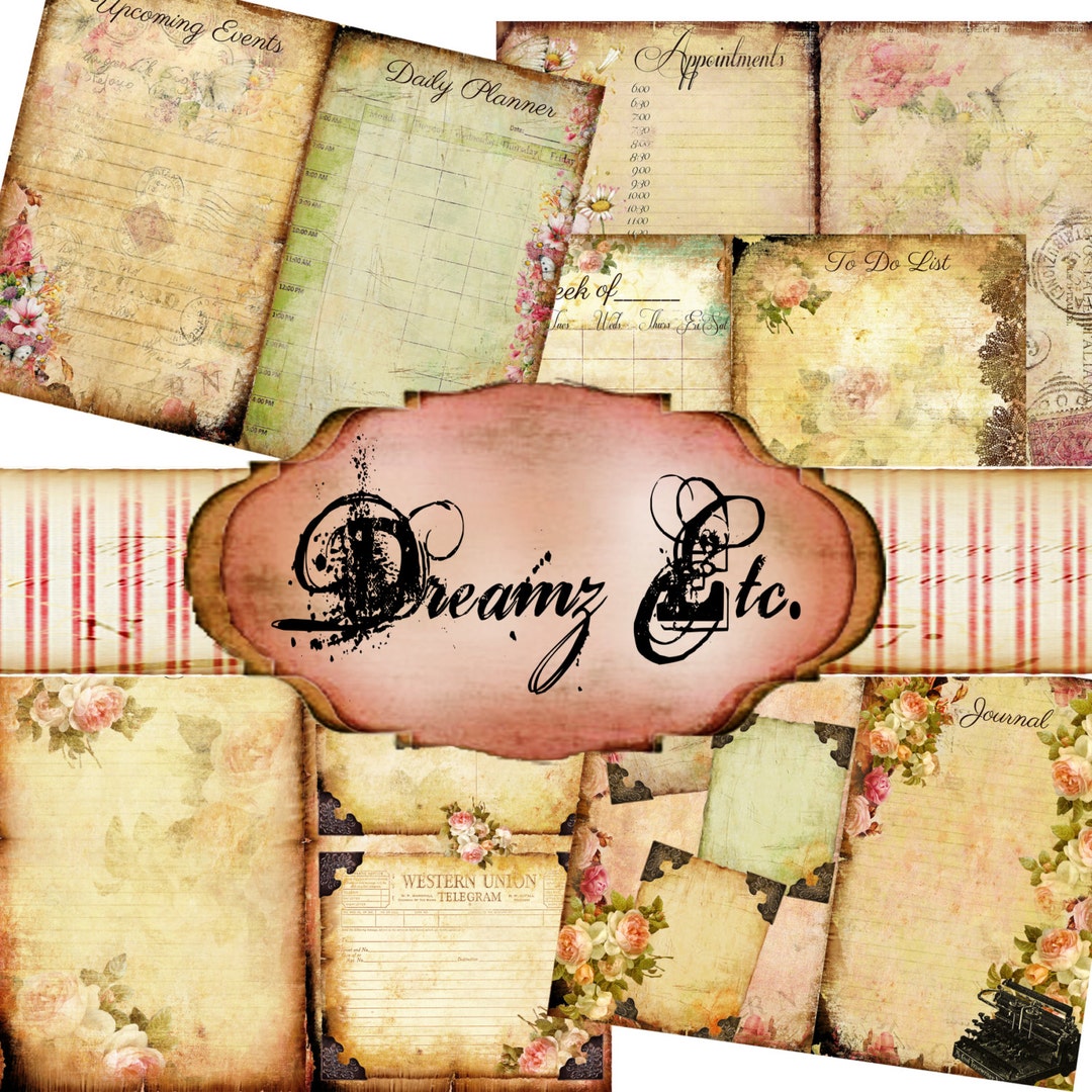 Digital Planner Kit "vintage Love Story" Kit - Paper Pack 1 (daily ...