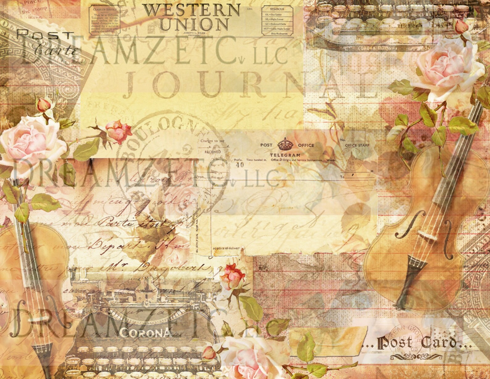 Digital Paper Journal Kit "vintage Love Story - Part 2" - Digital Paper ...