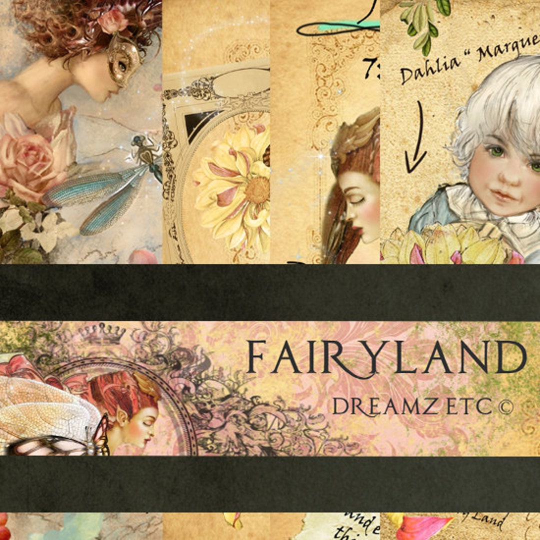 Digital Paper - Fairy Illustrations "fairyland Field Illustrations ...