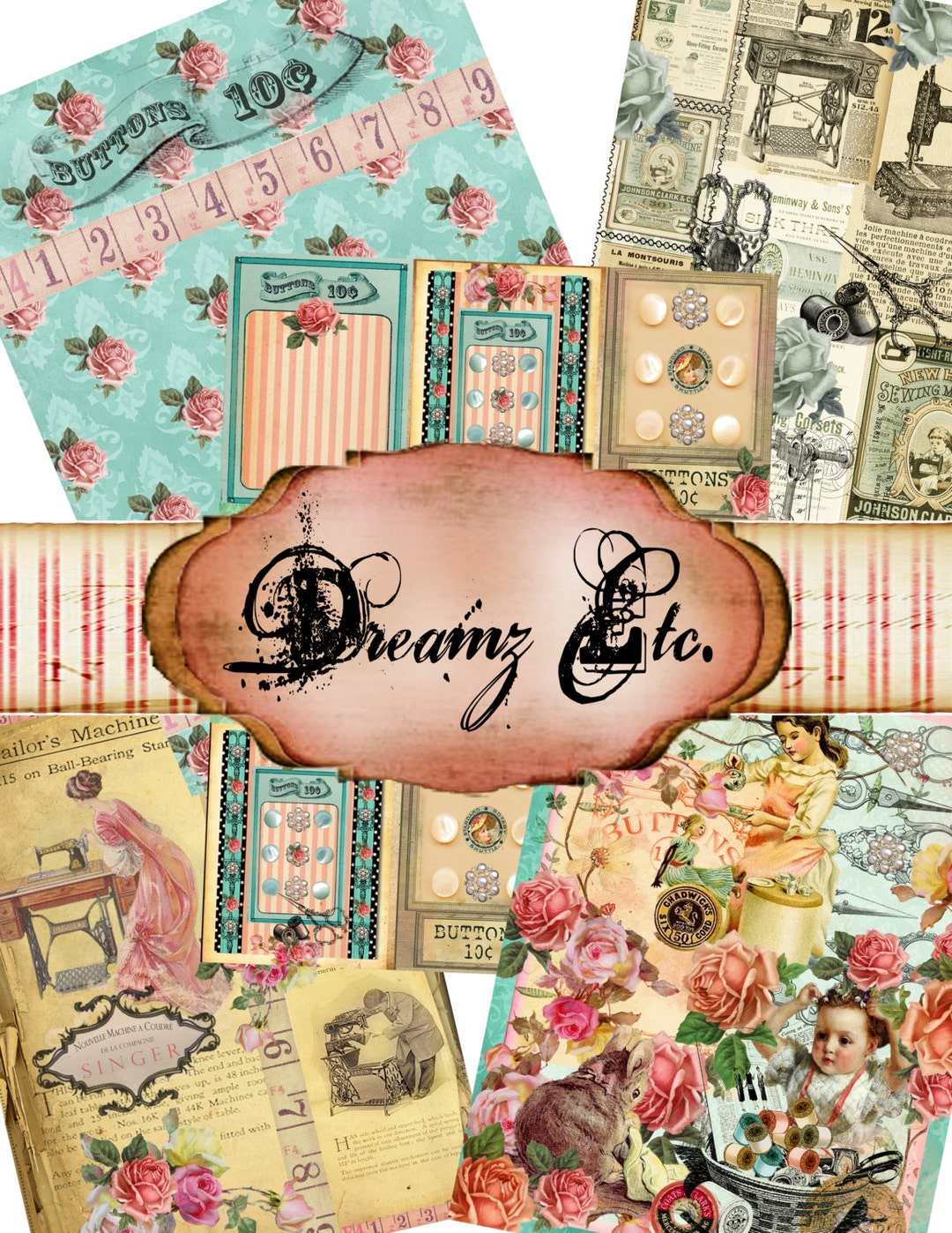 Rose Garments A4 Digital Paper Pack 2 - Journal Kit, Great for ...