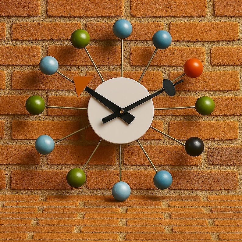 Mid-century Modern Ball Clock | George Nelson Style Wall Clock | Retro ...