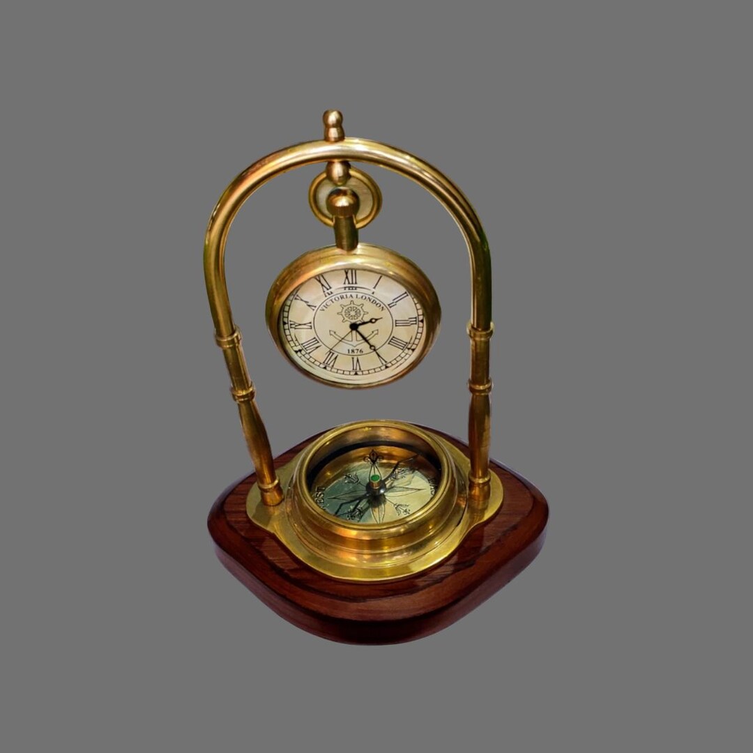 Antique Brass Nautical Desk Clock – Vintage Ship Wheel Table Clock for ...