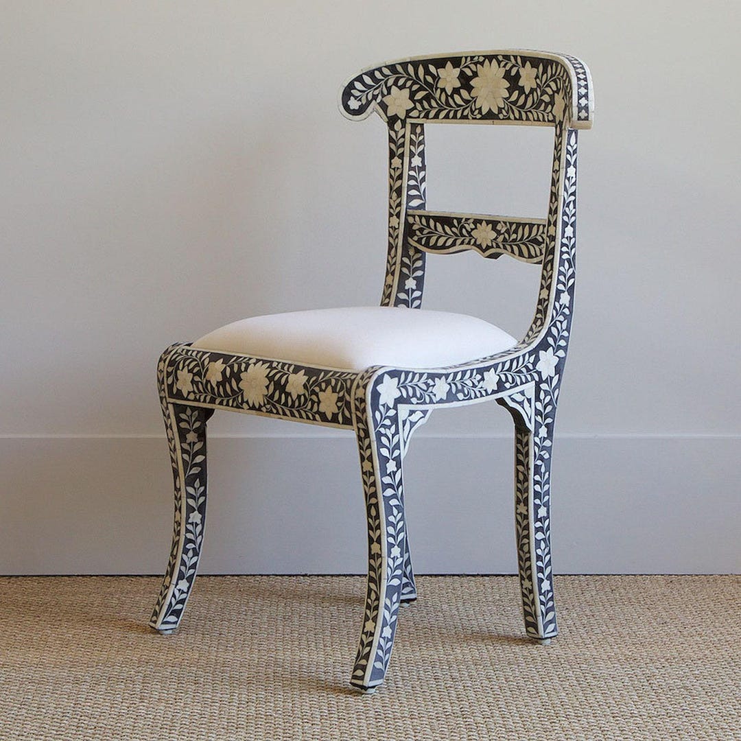 Bone Inlay Chair,bone Inlay Handmade Chair, Bone Inlay Furniture - Etsy