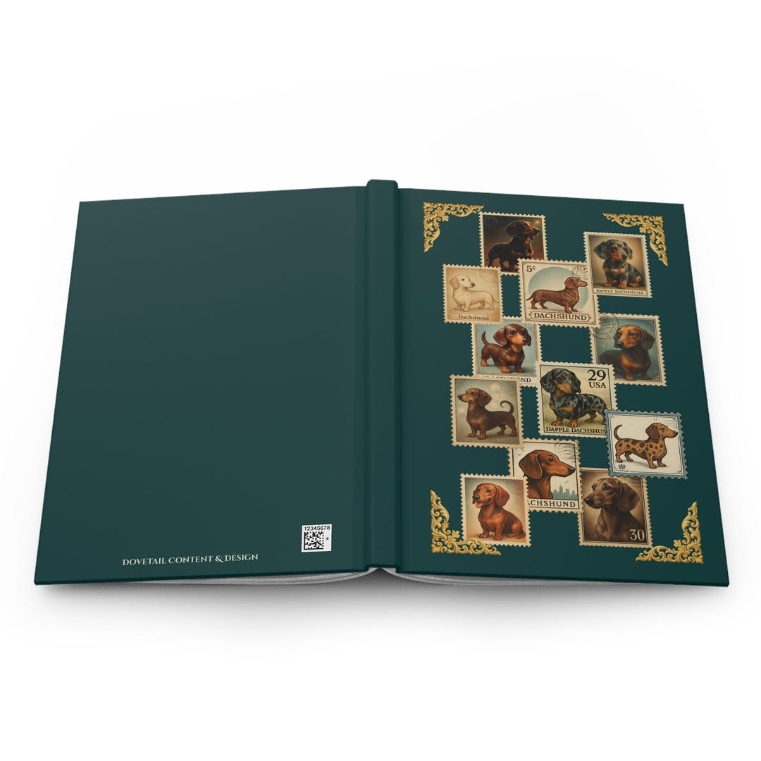 Vintage Dachshund Postage Stamps Hardcover Journal, Notebook, Diary ...