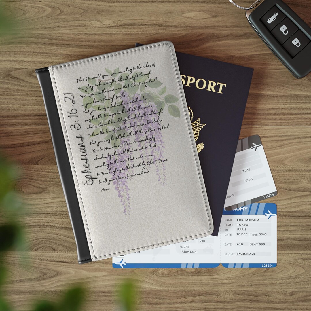 Wisteria Bible Scripture Passport Cover | Ephesians 41 Floral Travel ...