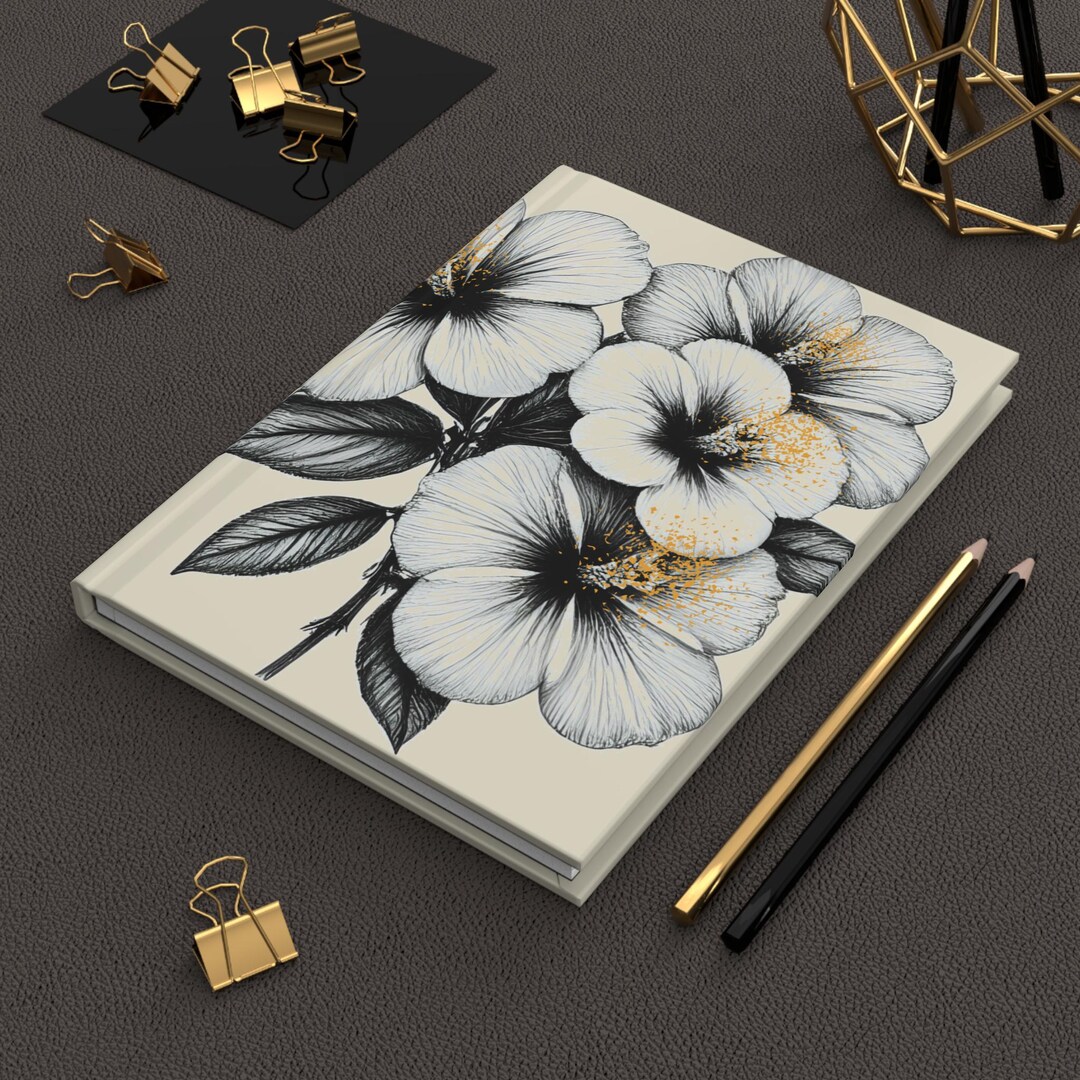 Pencil Sketch Hibiscus Flower Journal: Matte Writing Diary - Etsy