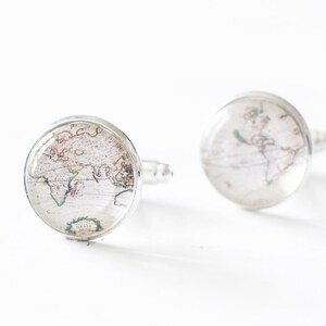 Vintage World Map Cufflinks, Old Map of the World Cufflinks, Globe Cufflinks for Him, Wedding ...
