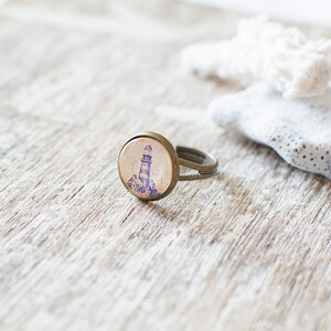 Blue Lighthouse Ring, Vintage Style Nautical Ring, Ocean Inspired ...