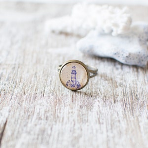 Blue Lighthouse Ring, Vintage Style Nautical Ring, Ocean Inspired ...