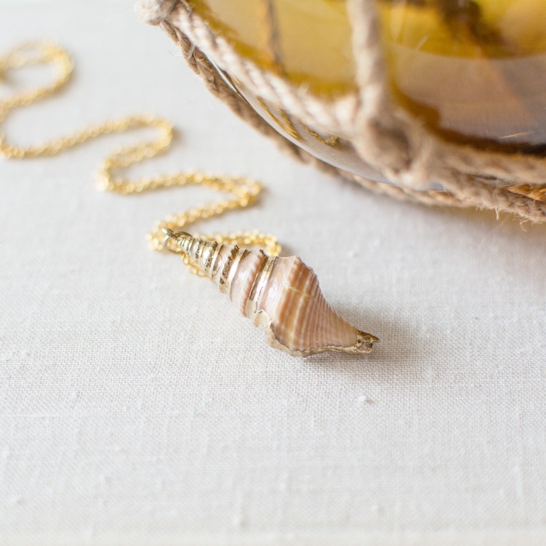 Gold Plated Seashell Necklace. Shell Pendant Necklace. - Etsy