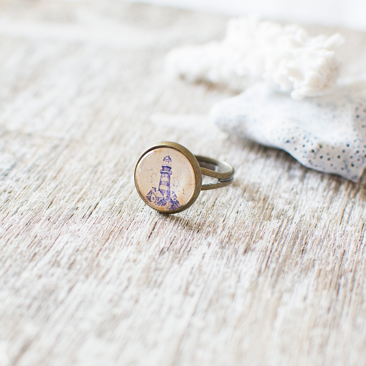 Blue Lighthouse Ring Vintage Style Nautical Ring Ocean | Etsy