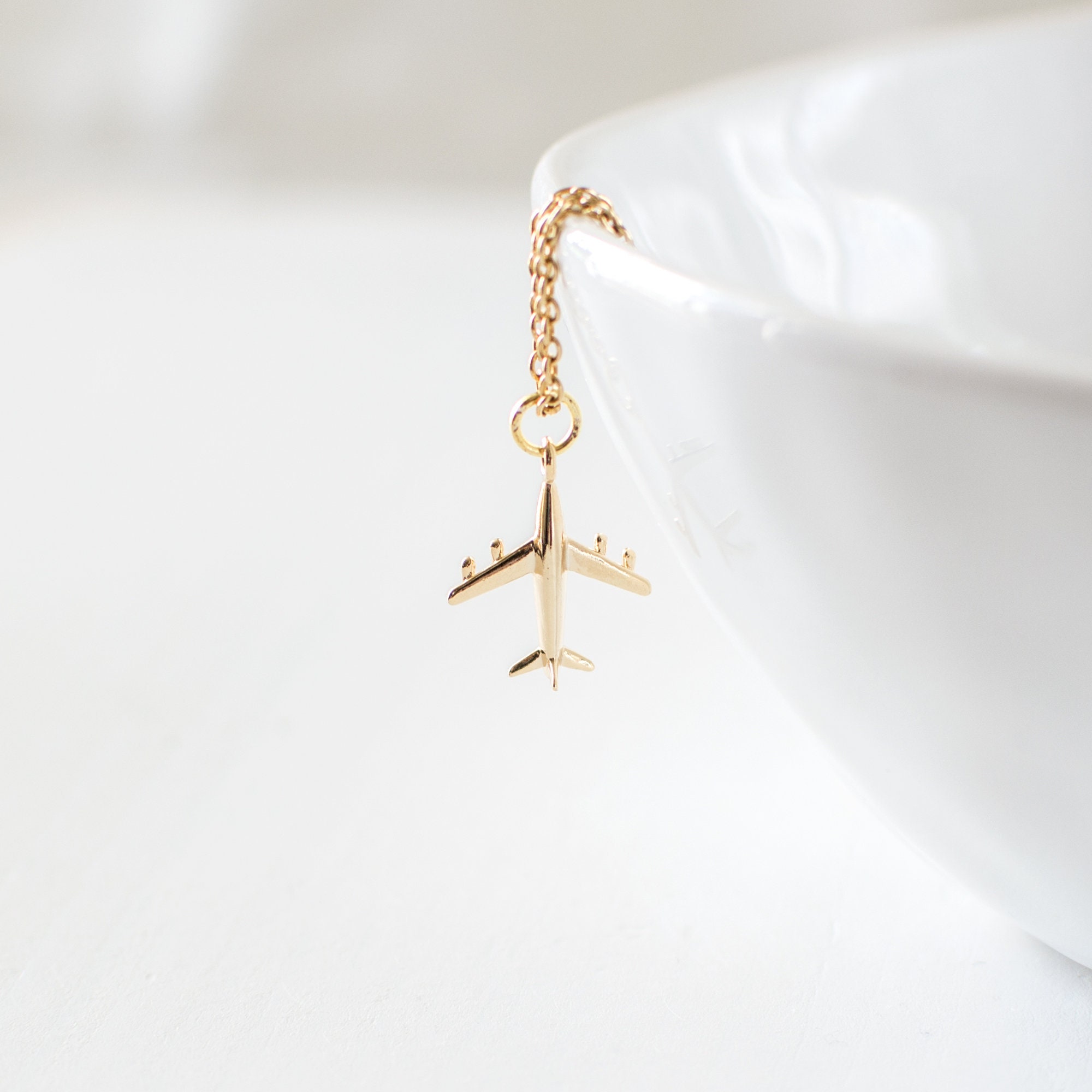 Gold Plane Necklace Airplane Pendant Necklace Aeroplane - Etsy UK