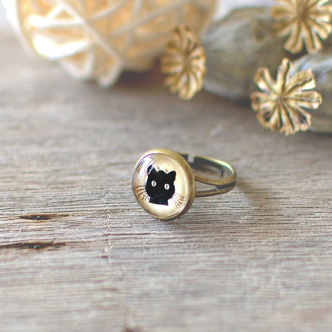 Black Cat Ring Kitty Cat Ring Cute Cat Jewellery Gift for | Etsy
